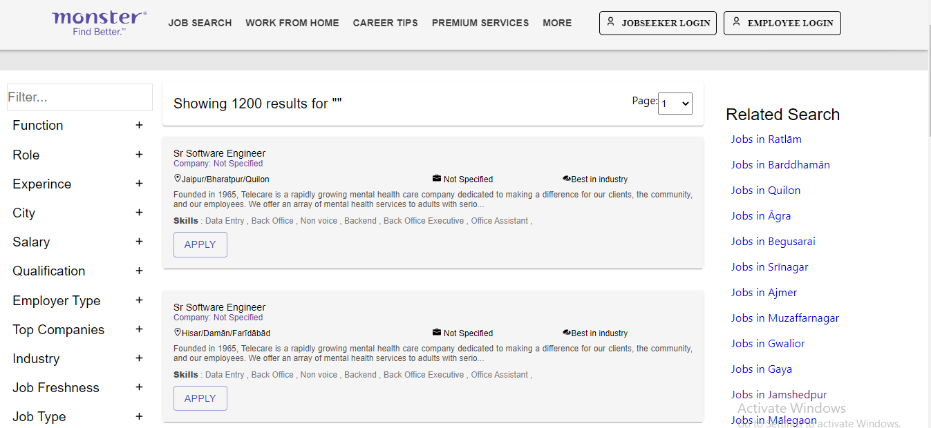 GitHub - rahul-hooda01/-Monster-India-clone: This project is a complete clone UI of the ...