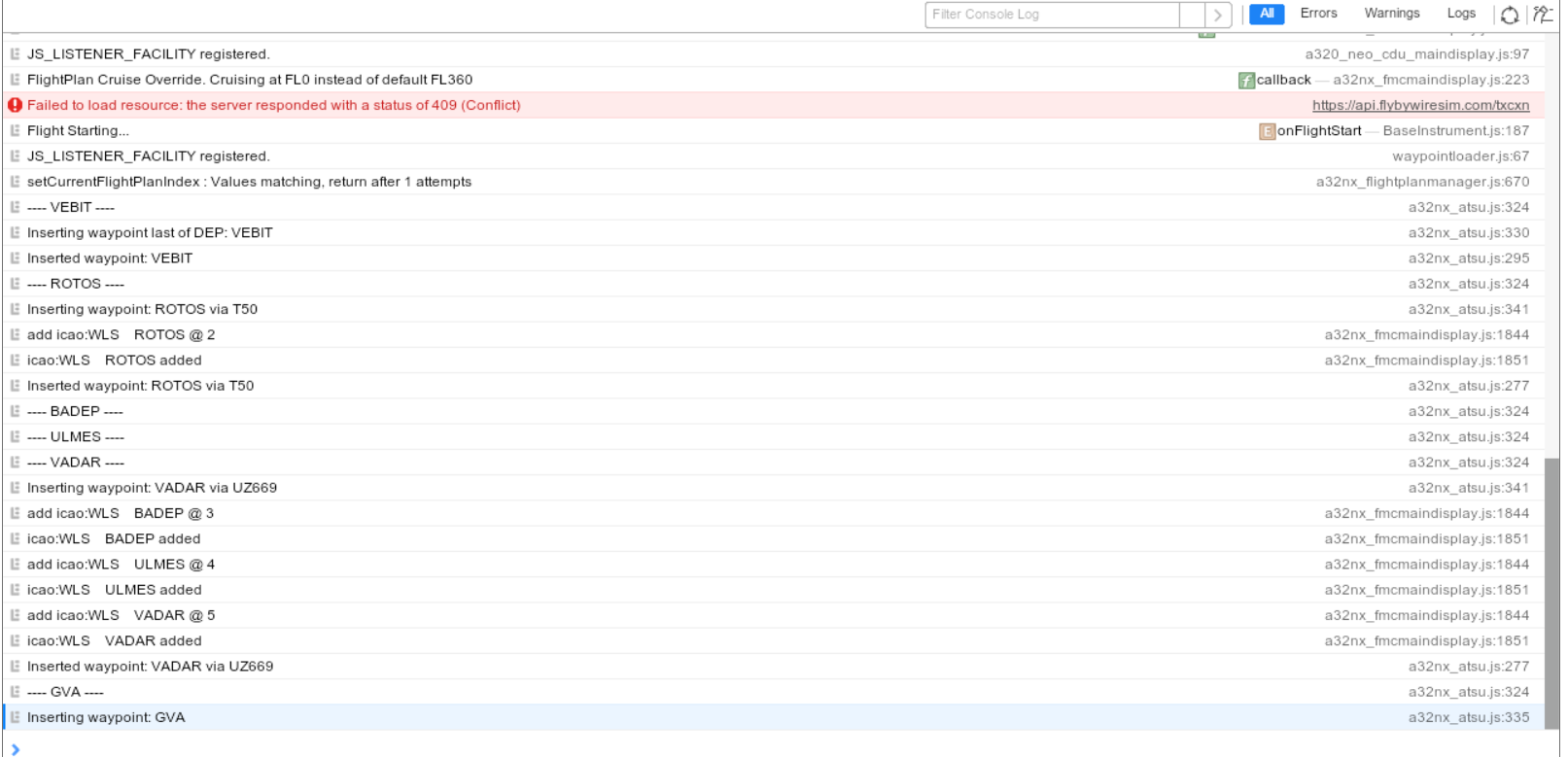 UPLINK INSERT IN PROG does not vanish, Undefined Waypoint JS Error · Issue #5363 · flybywiresim ...