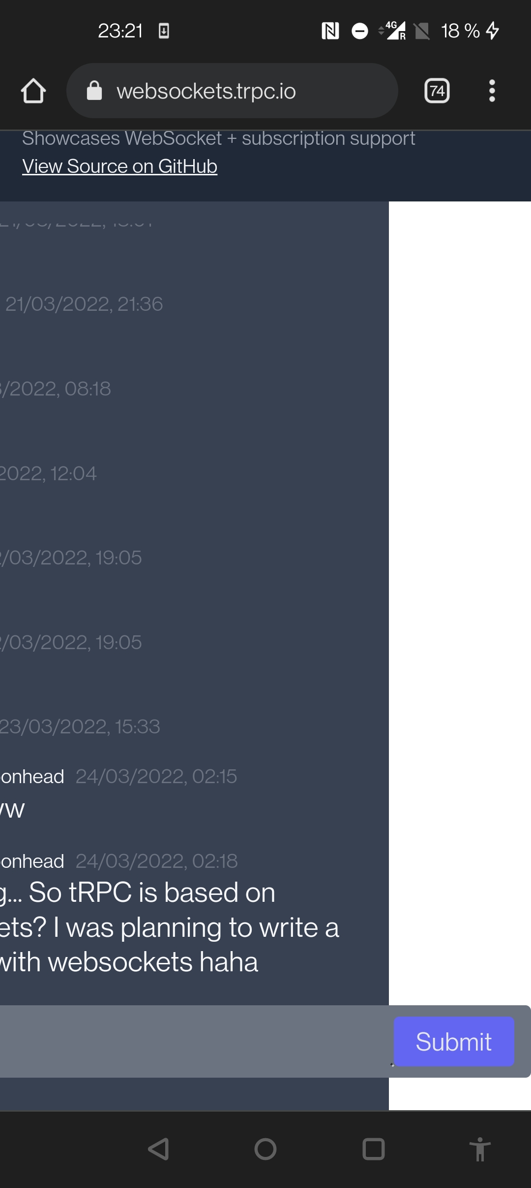 Websockets example layout borked on mobile · Issue #1691 · trpc/trpc · GitHub