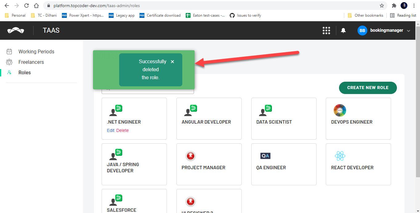 Ui Issue In The Successfully Deleted Message When Deleting A Role From Taas Admin · Issue 105