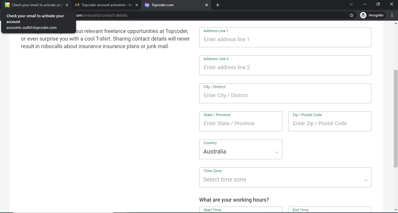 Country Field Is Not Prefilled With The Value Entered During Signup · Issue 159 · Topcoder