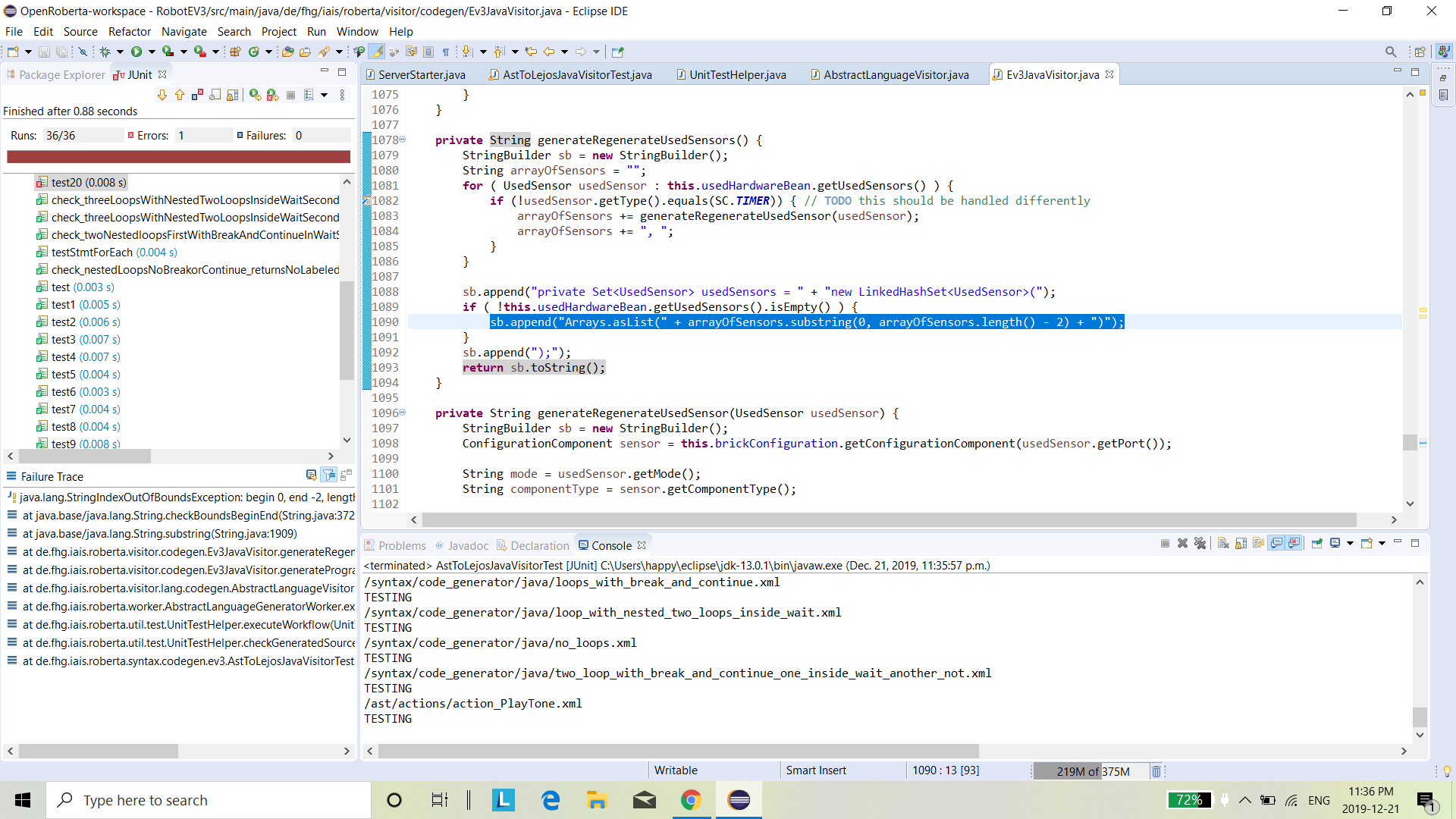 StringOutOfBoundsException in EV3JavaVisitor · Issue #399 · OpenRoberta ...