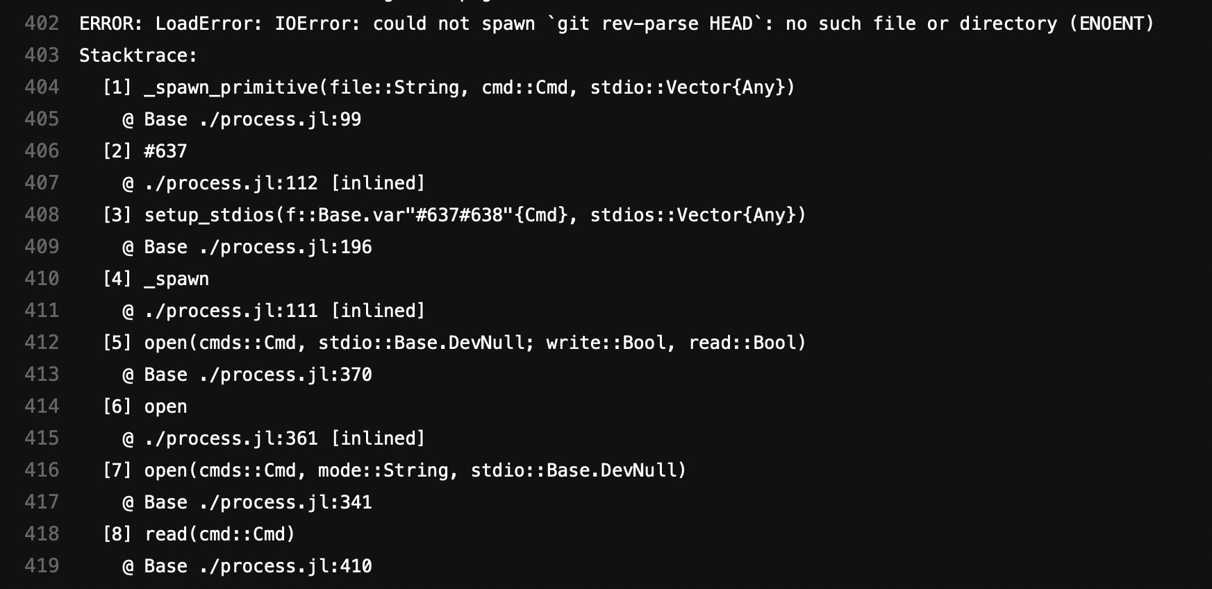 Could not spawn `git rev-parse HEAD` when building document · Issue #240 · JuliaDocs/Documenter ...