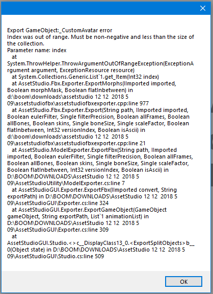 Index was out of range. Model> Export all objects · Issue #326 · Perfare/AssetStudio · GitHub