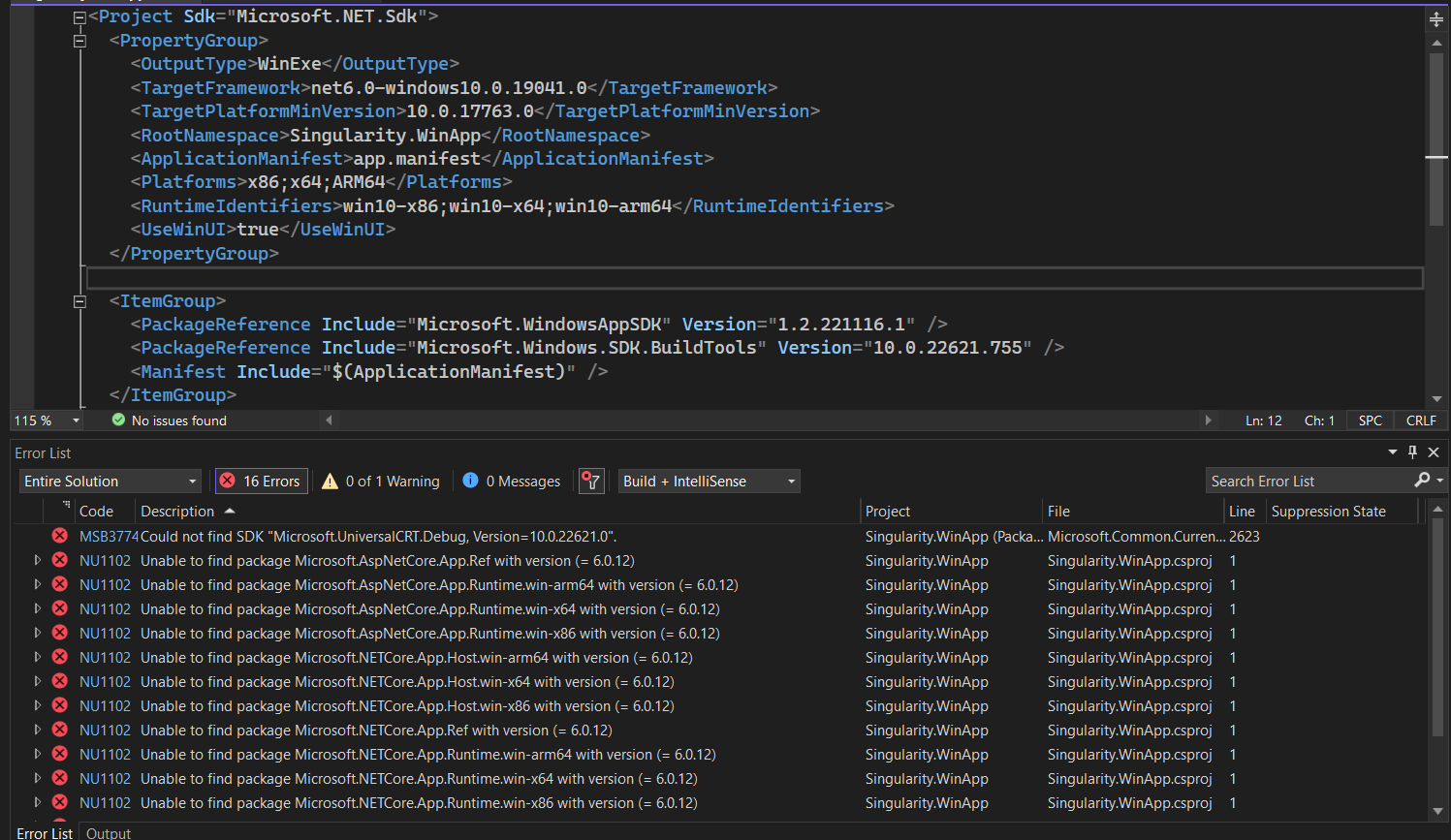WnUI new blank app is not able to resolve workloads and packages · Issue #3161 · microsoft ...