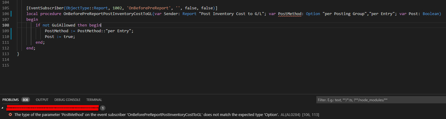 Event Subscriber - The Type of parameter PostMethod does not match the ...