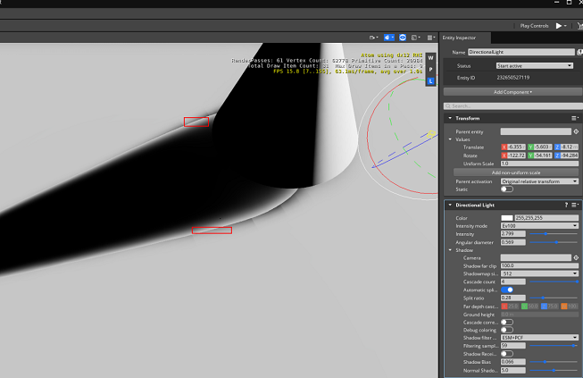 White stripes appear around the shadow when `shadow filtering mode` is ...