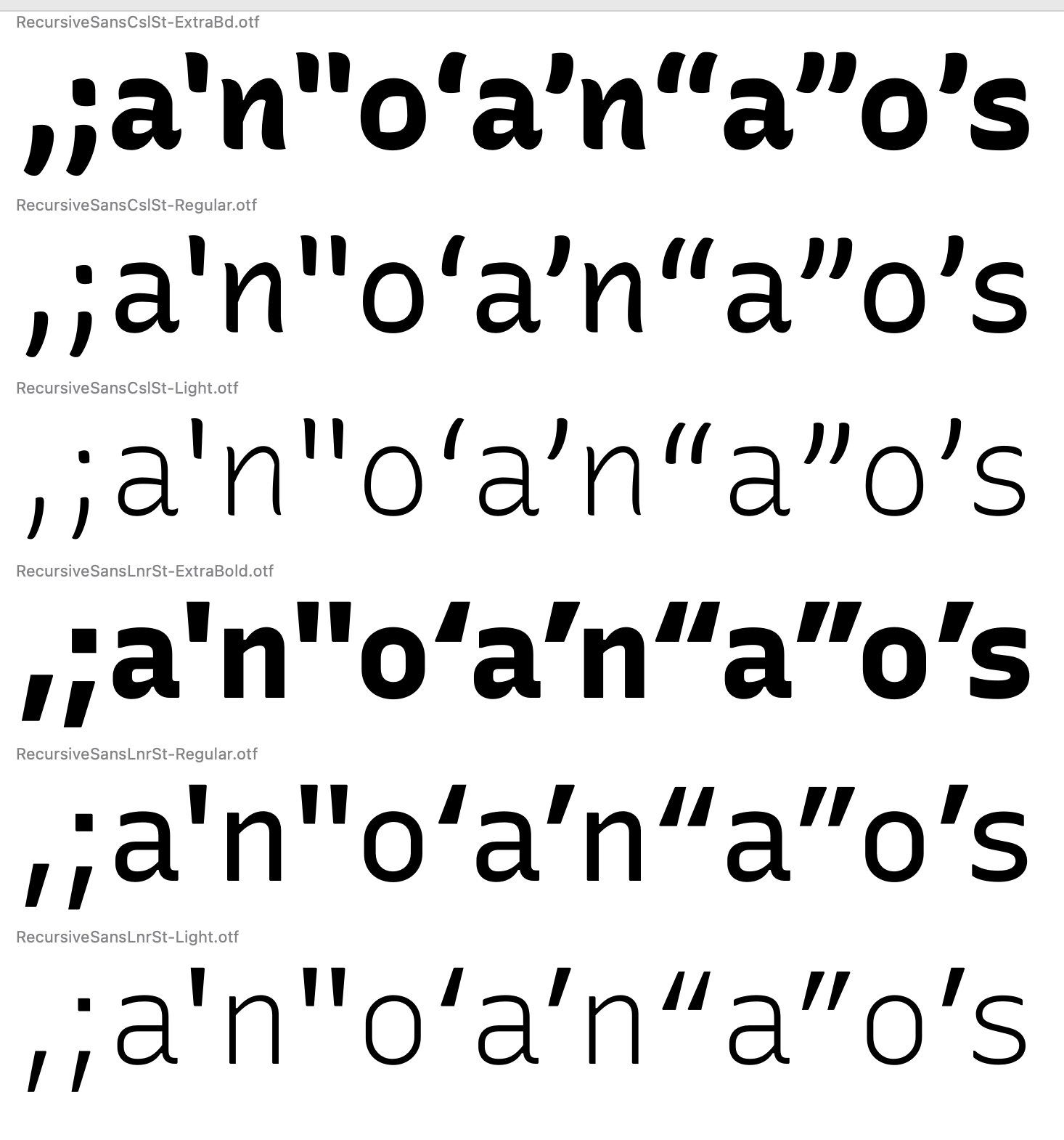 Quote marks (especially single quotes) are too heavy in Recursive Sans ...