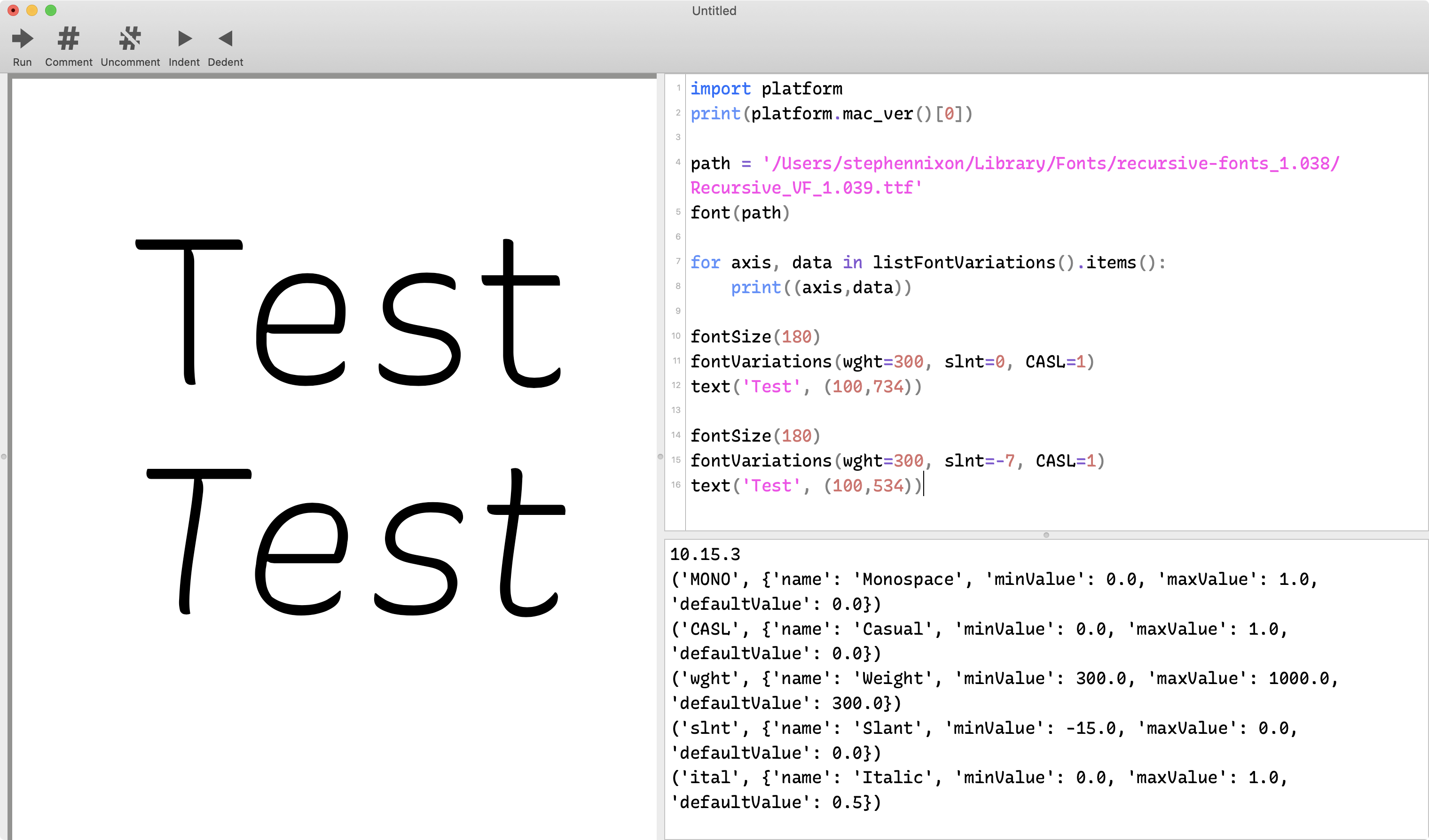 Unexpected Variable font behaviour around Axis Defaults · Issue #305 · typemytype/drawbot · GitHub