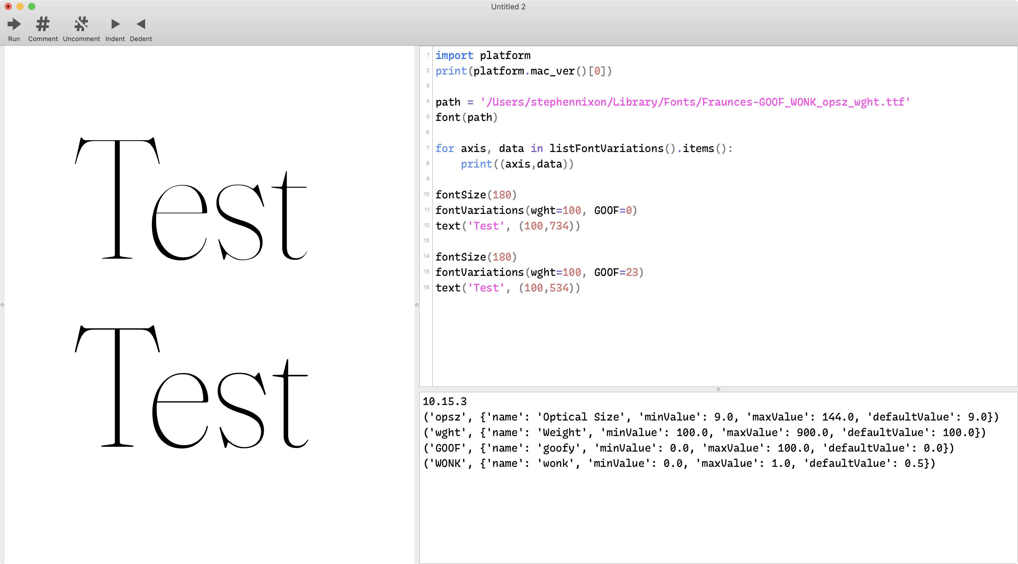 Unexpected Variable font behaviour around Axis Defaults · Issue #305 · typemytype/drawbot · GitHub