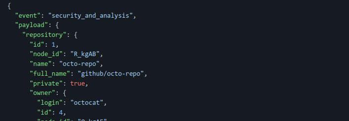 Webhooks Wrong Example Payload For `securityandanalysis` Event · Issue 18668 · Githubdocs