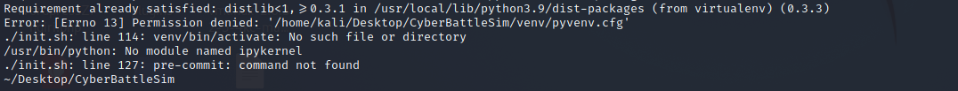 Failed when using init.sh · Issue #40 · microsoft/CyberBattleSim · GitHub