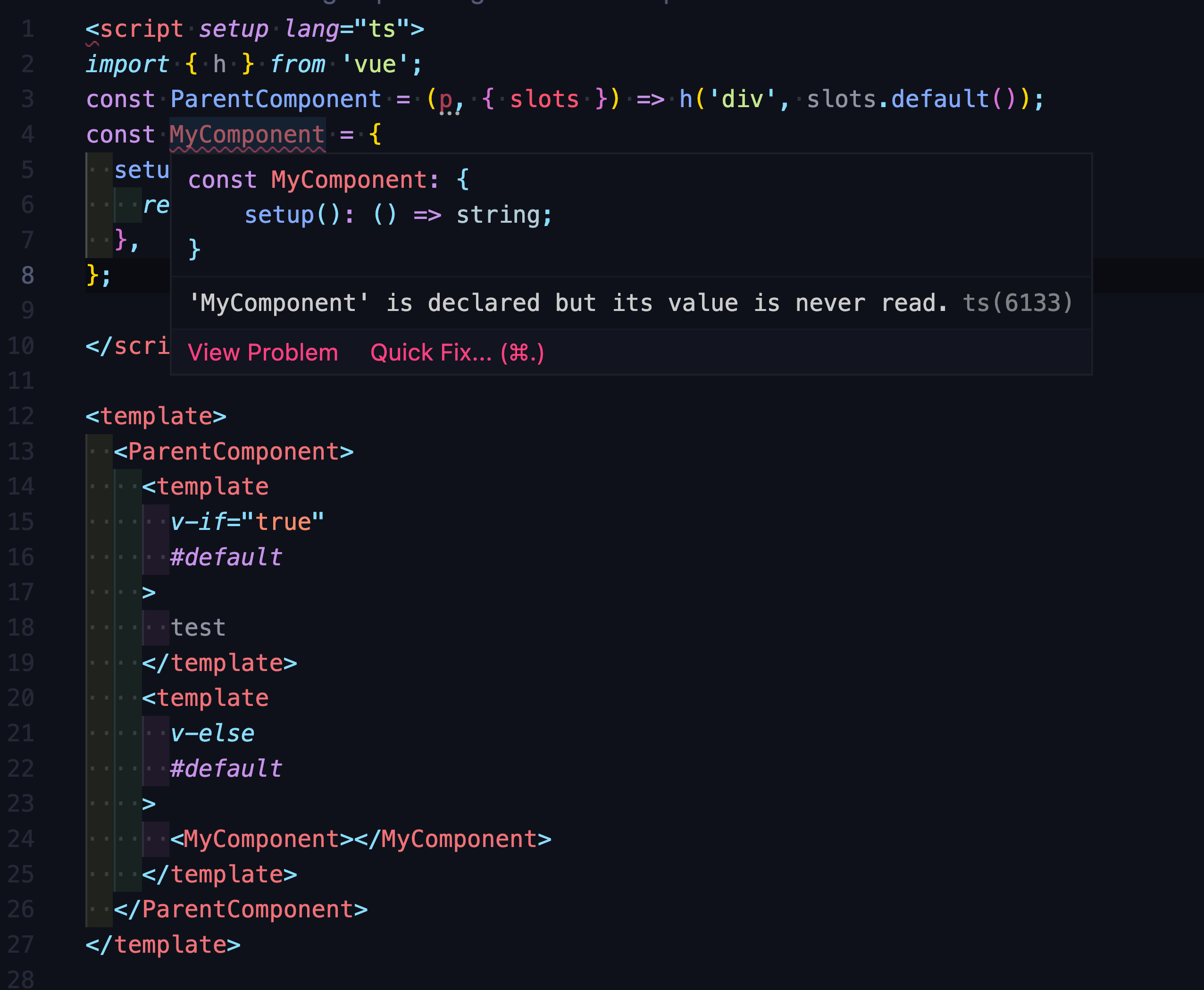 TS doesn't recognize usage when inside a template slot with a v-if · Issue #1374 · vuejs ...