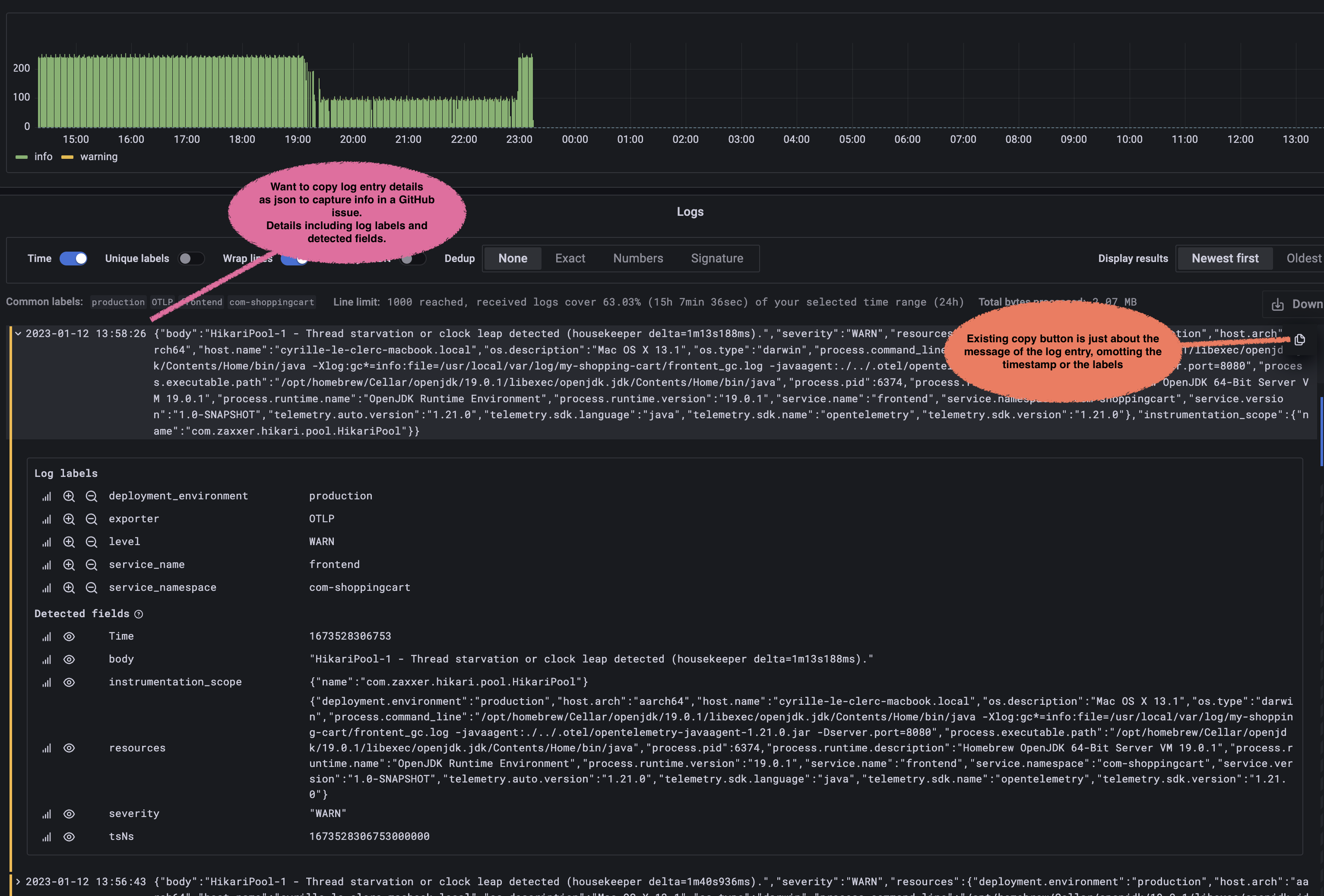 [Feature Request - Logs Visualization] Copy/Paste log entry as JSON · Issue #61393 · grafana ...