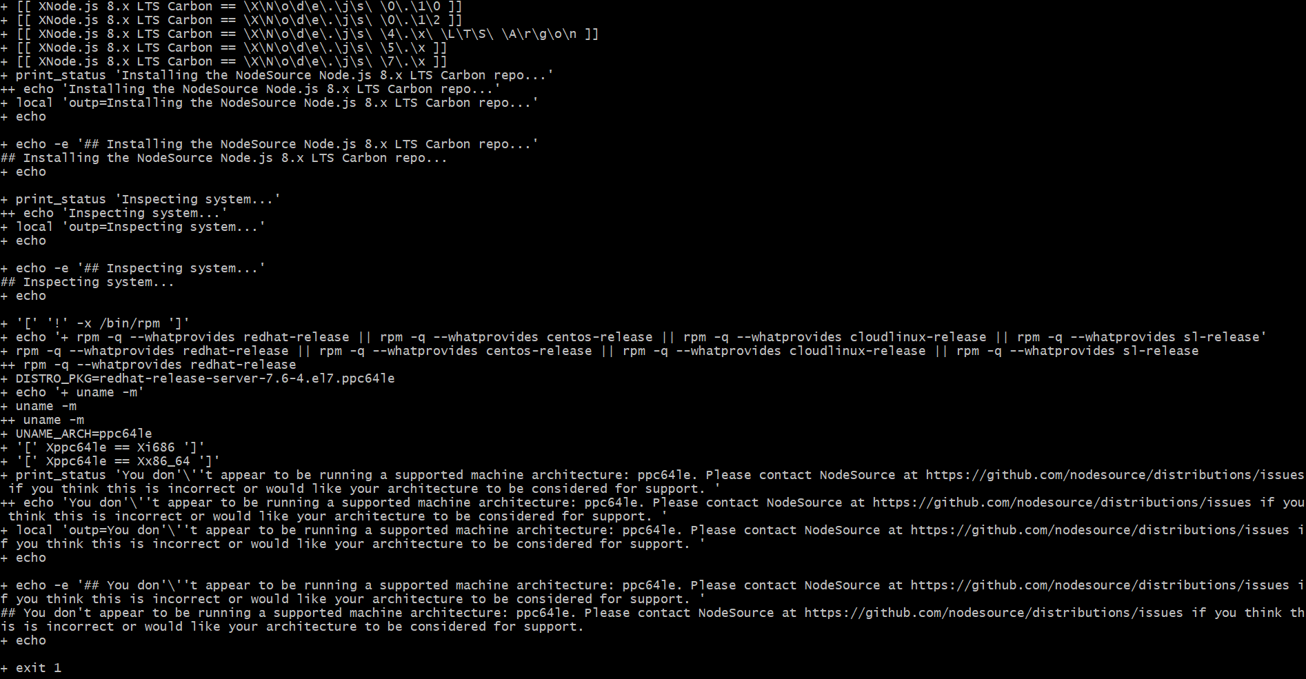 You don't appear to be running a supported machine architecture ...