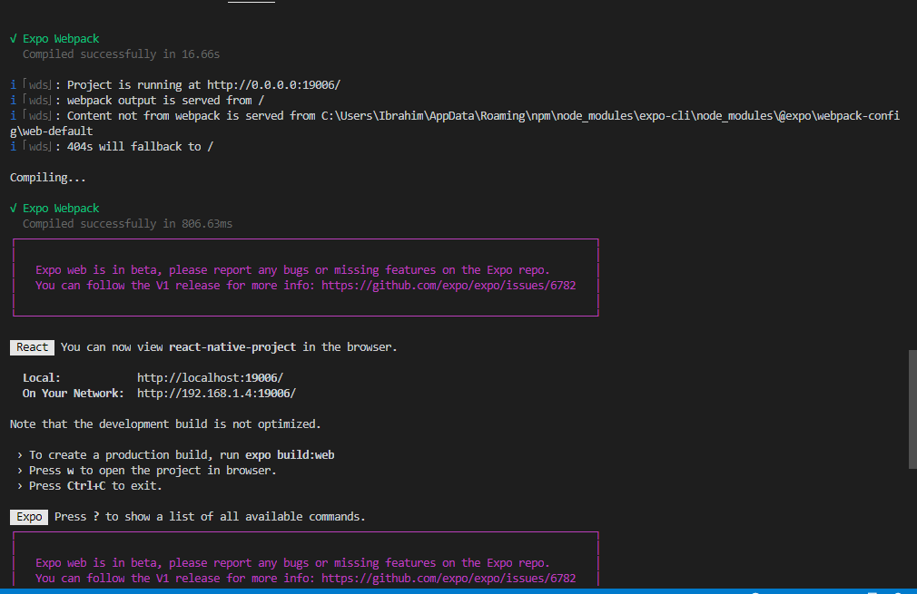 No QR code generated in terminal when run "expo start" or "npm start" · Issue #843 · expo/create ...