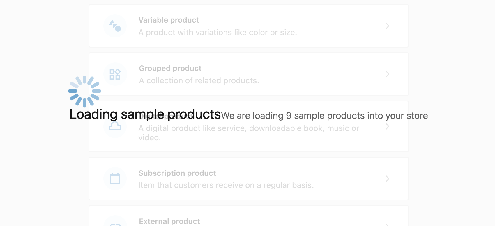 Loading sample product's progress message is misaligned if Gutenberg plugin is enabled · Issue ...