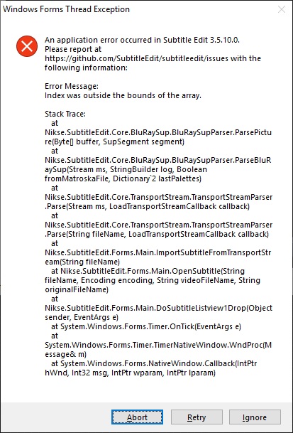 Error Message: Index was outside the bounds of the array · Issue #3765 ...