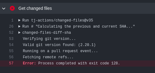pipeline failed in tj-action · Issue #894 · tj-actions/changed-files · GitHub
