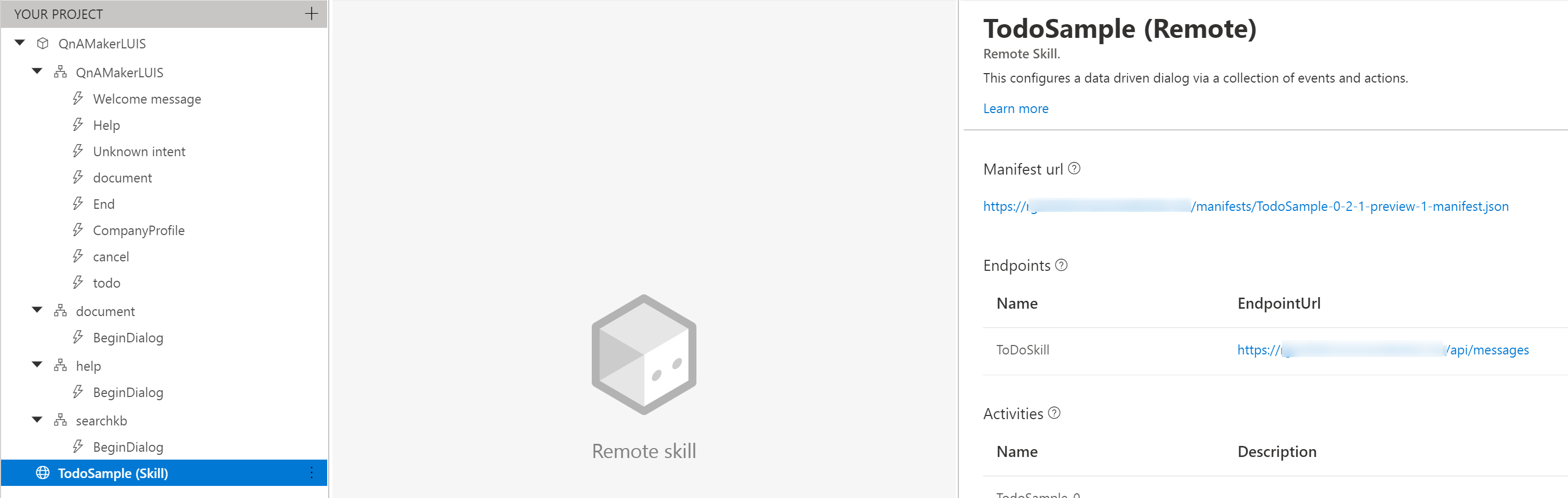 Cannot select Skill Endpoint and bot throw error 'Value cannot be null. (Parameter ‘uriString ...