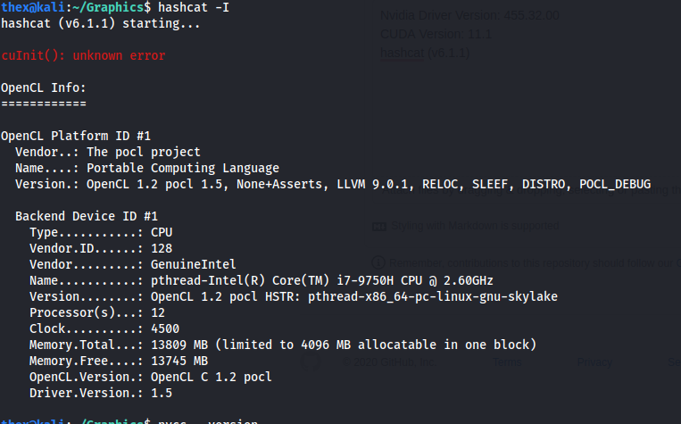 Cuinit Unknown Error While Initializing Hashcat · Issue 2605