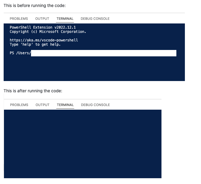 Powershell Terminal Hangs When Running Scripts From Vs Code · Issue 18836 · Powershell