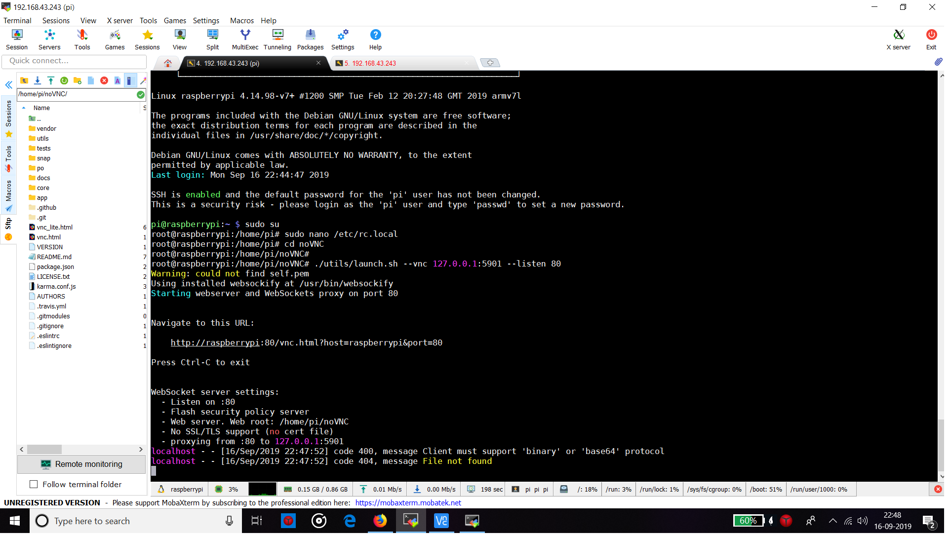 Unable To use noVNC, Getting Error 400 and 404 · Issue #1296 · novnc/noVNC · GitHub