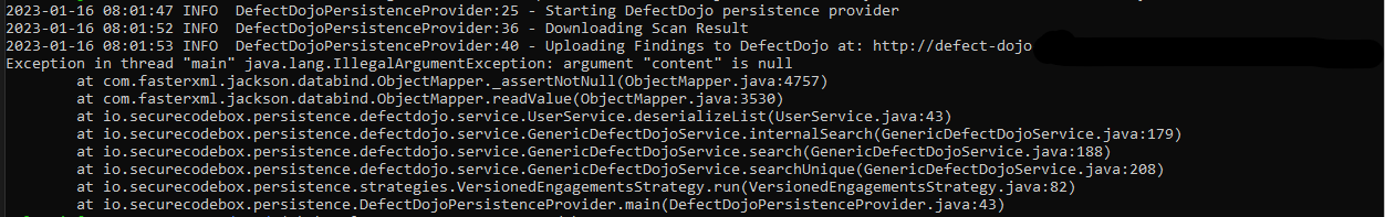 Error When Using Defect Dojo Hook Argument Content Is Null · Issue 1552 · Securecodebox