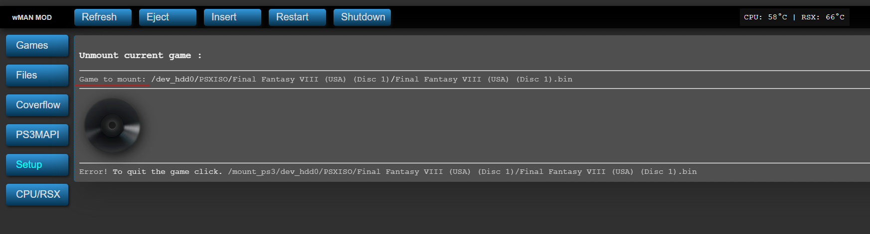 disc swap mounting but not loading · Issue #443 · aldostools/webMAN-MOD · GitHub