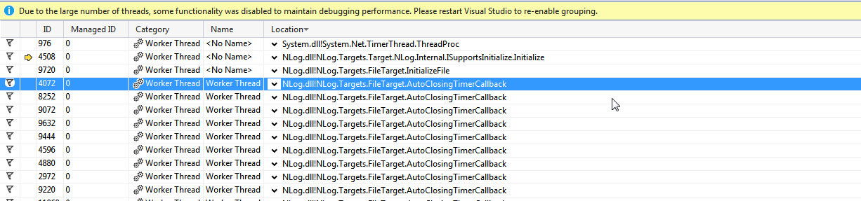 AutoClosingTimerCallBack threads causing app suspension · Issue #3046 · NLog/NLog · GitHub