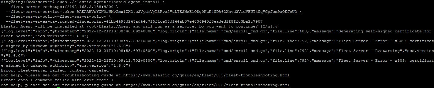 Certificate error occurred when installing the fleet server · Issue #2201 · elastic/fleet-server ...