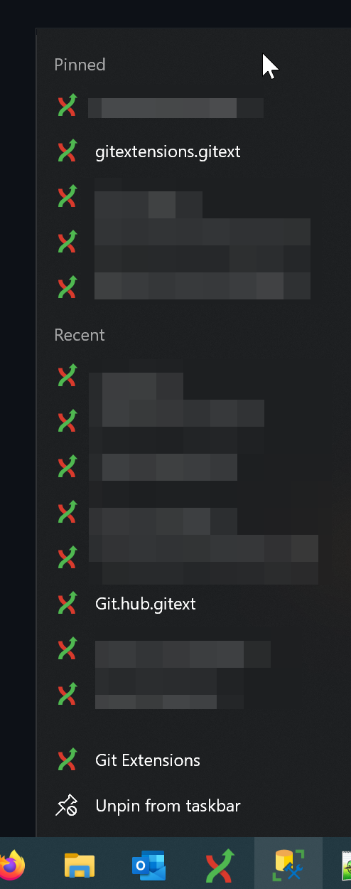 Right click icon in taskbar to open recent repositories · Issue #9379 · gitextensions ...