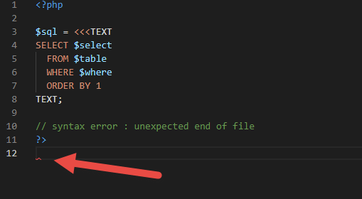 Php Text Multiple Line Syntax Error · Issue 133934 · Microsoftvscode · Github