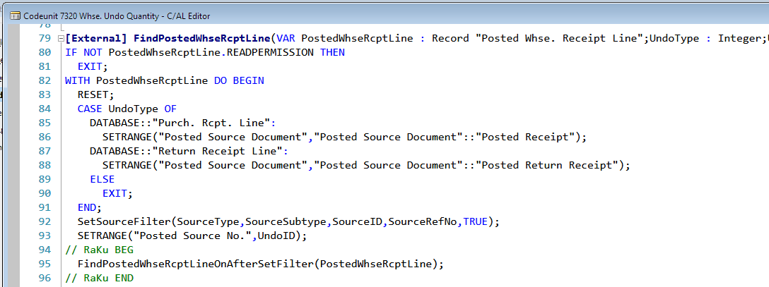 Event Request Codeunit 7320 Whse Undo Quantity