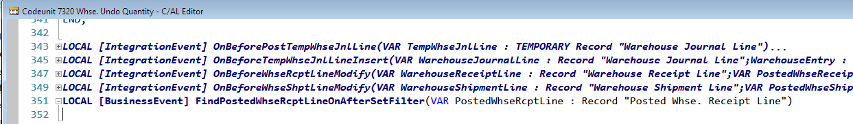 [Event Request] Codeunit 7320 Whse. Undo Quantity – FindPostedWhseRcptLineOnAfterSetFilter ...