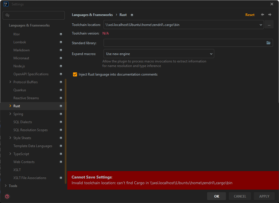 Windows 11 wsl.location breaks plugin (cannot load toolchain) · Issue #9195 · intellij-rust ...