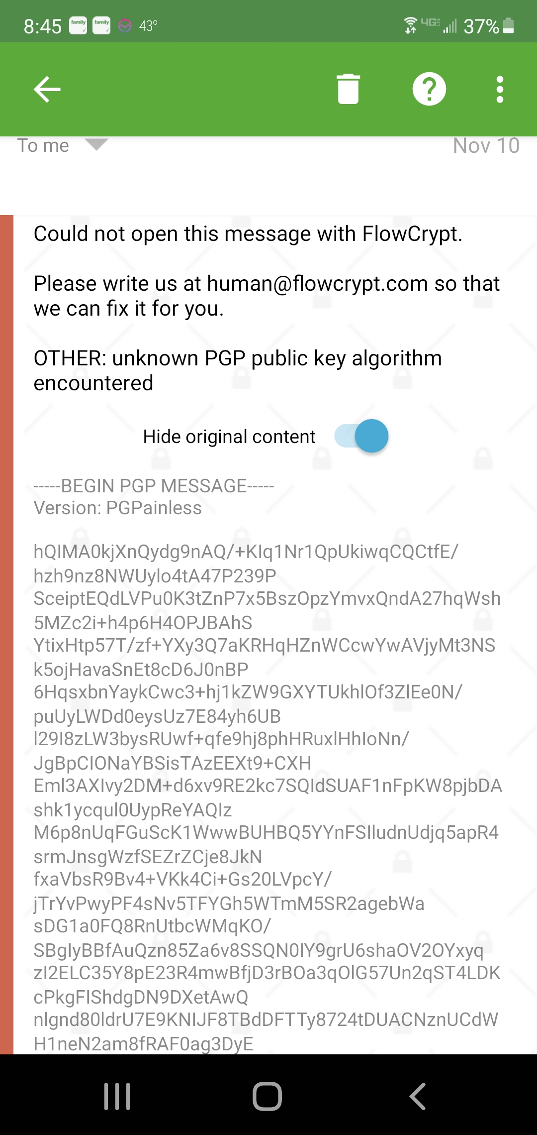 [Support] unknown PGP public key algorithm encountered · Issue #1558 · FlowCrypt/flowcrypt ...