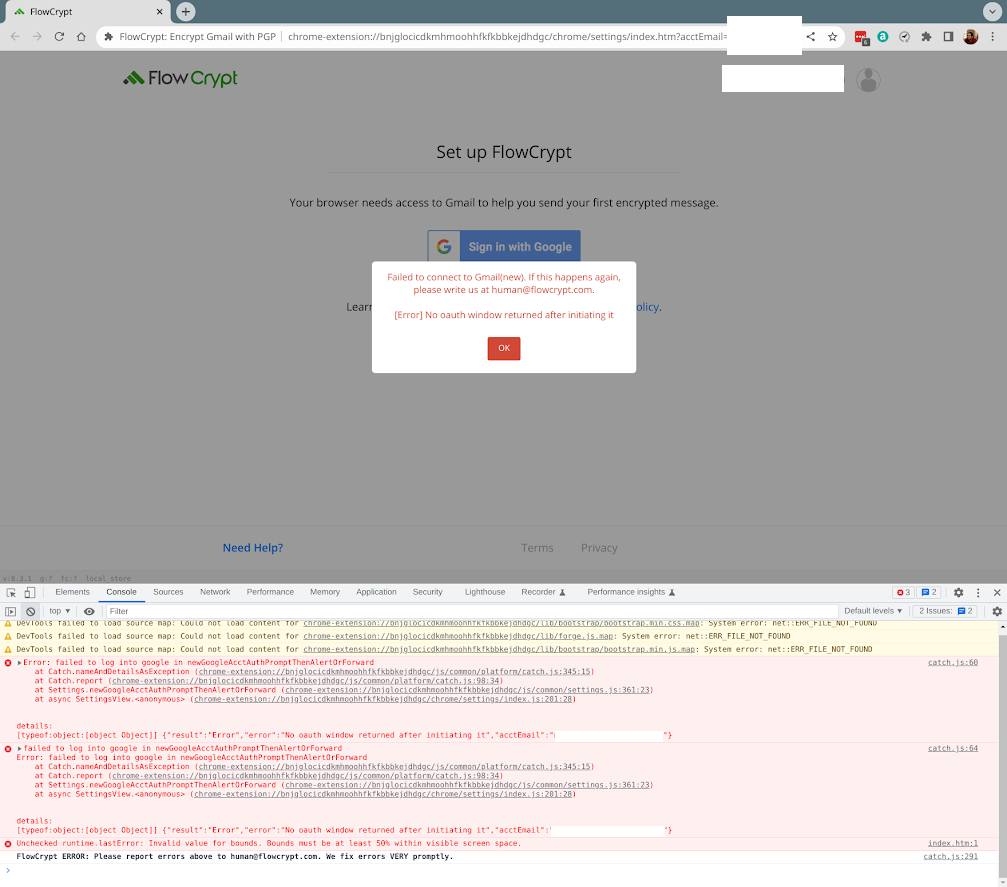 No oauth window appear after clicking the Google sign-in button · Issue #4553 · FlowCrypt ...