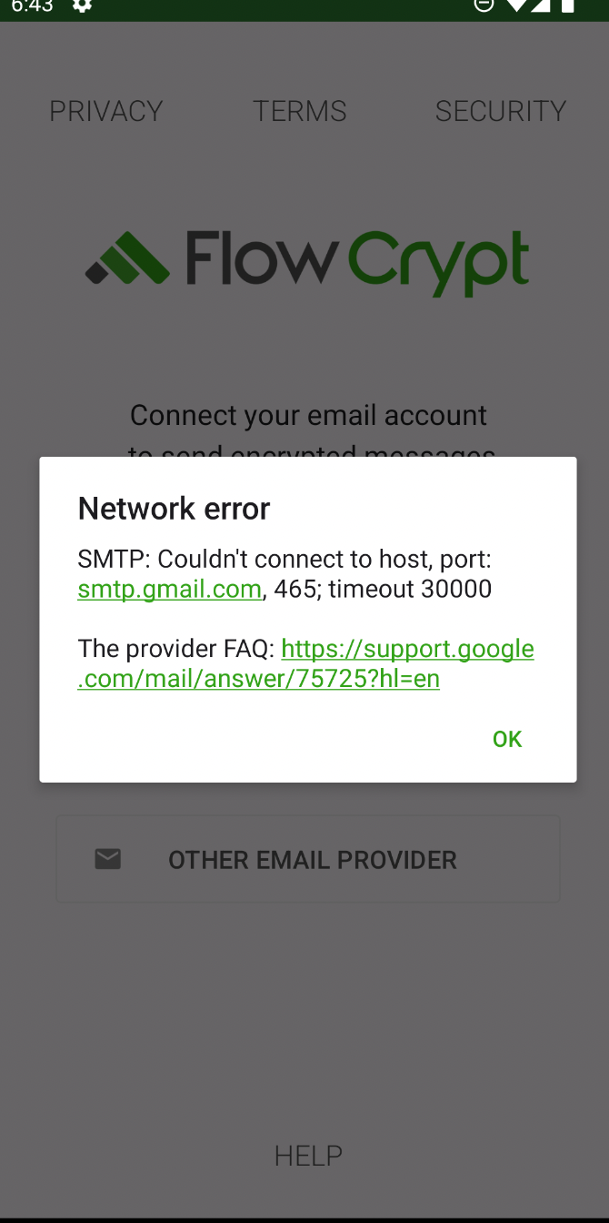 Unable To Connect To Gmail · Issue 1985 · Flowcrypt Flowcrypt Android · Github