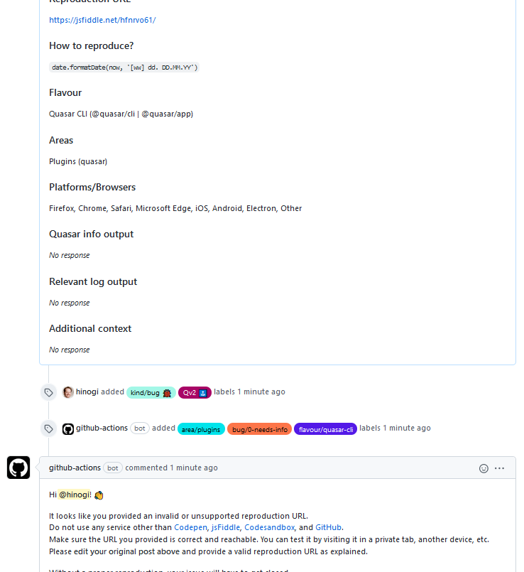 🐛 [BUG] GitHub Actions False Positive on jsfiddle reproduction url · Issue #12612 ...