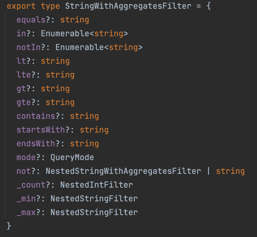 String Filters for Enums like `contains`, `startsWith` or `endsWith ...