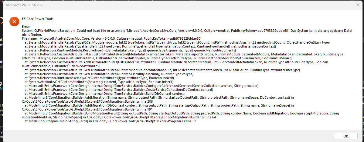 Microsoft.AspNetCore.Mvc.Core missing · Issue #1671 · ErikEJ/EFCorePowerTools · GitHub