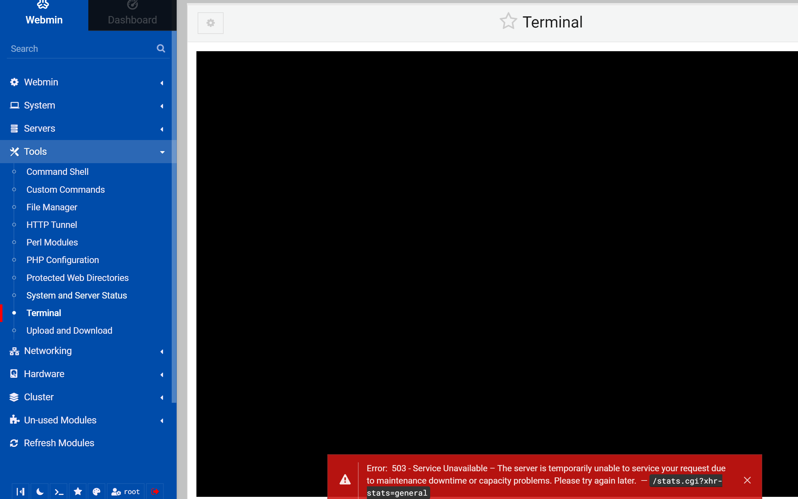 After Updating To 2 010 Terminal Not Working Status 503 · Issue 1804 · Webmin Webmin · Github