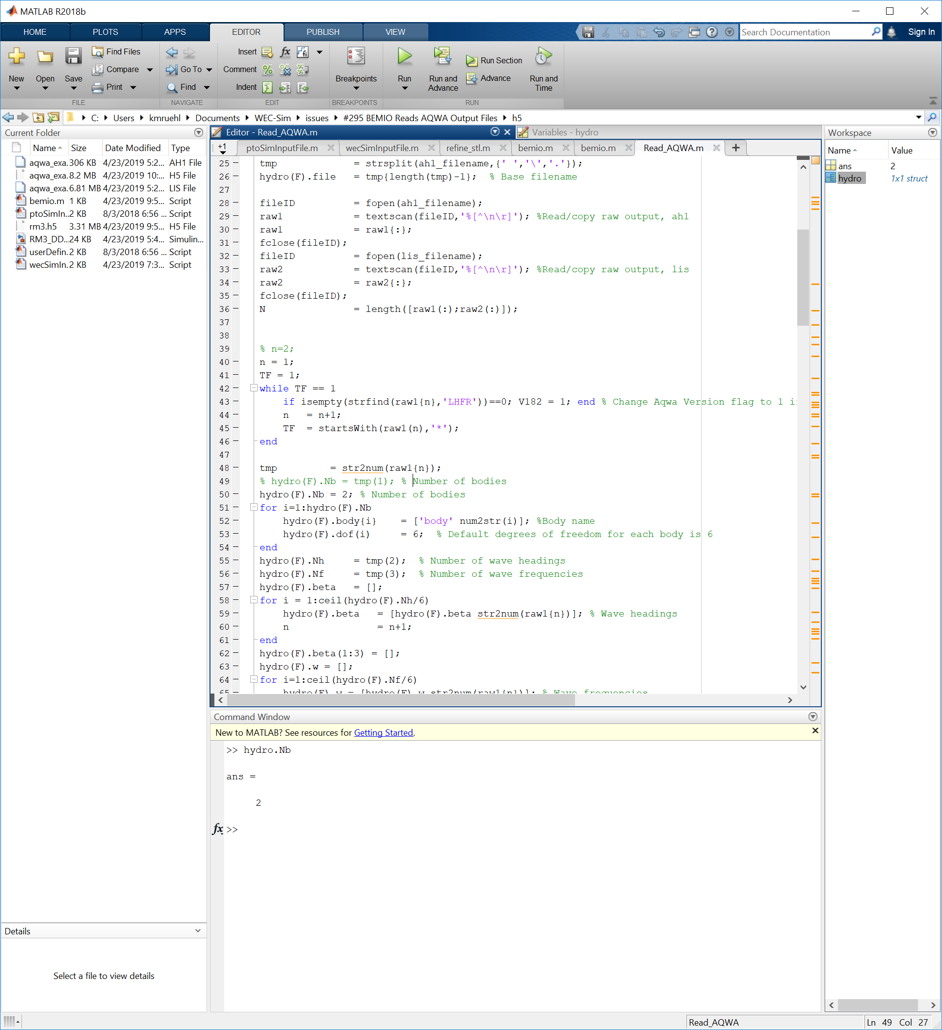 BEMIO Reads AQWA Output Files · Issue #295 · WEC-Sim/WEC-Sim · GitHub