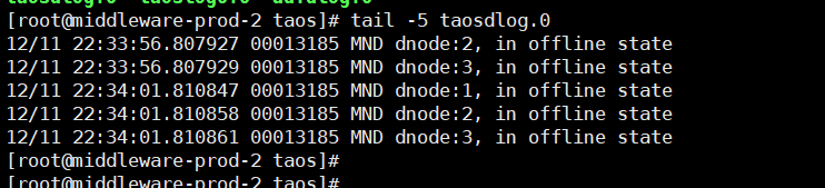 二进制部署3.0.2.0集群之后，dnode和mnode状态都正常，但是日志报错MND dnode:2, in offline state · Issue #18887 · taosdata ...