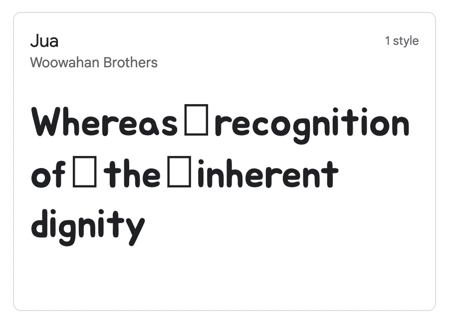Jua: space glyph is missing, .notdef is blank · Issue #6237 · google ...