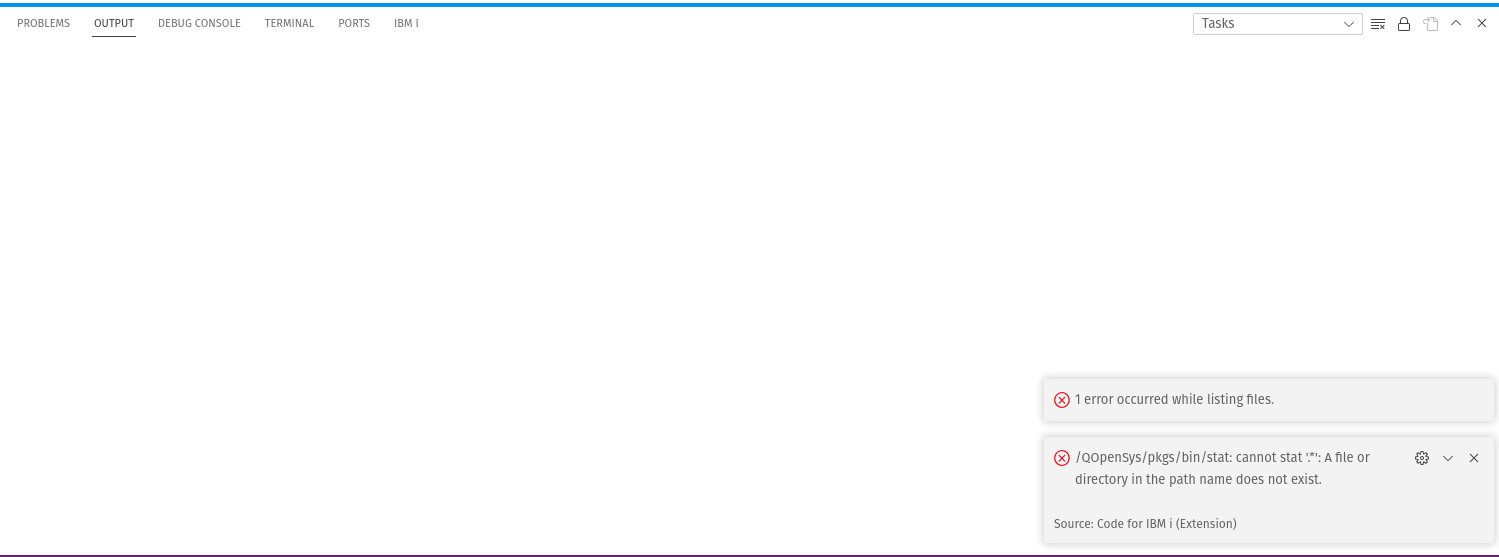 Opening IFS shortcut works but throws error message "cannot stat '.*'" · Issue #1606 · codefori ...