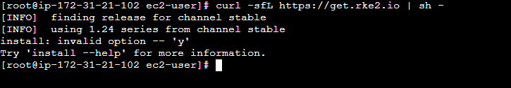 Install Rke2 on EC2 install invallid option --y · Issue #3929 · rancher/rke2 · GitHub
