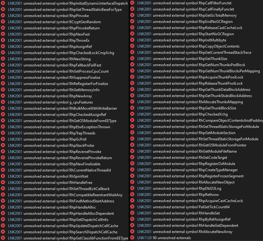 [NativeAOT] Problem importing NativeAOT static library (.lib) in C++ project · Issue #1794 ...