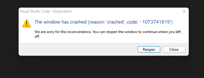 Keeps crashing constantly · Issue #141900 · microsoft/vscode · GitHub